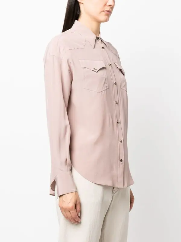Brunello Cucinelli Pointed-collar Silk Shirt