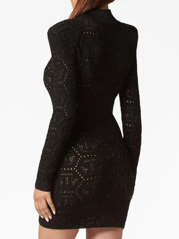 Philipp Plein Monogram Pointelle Knit Minidress