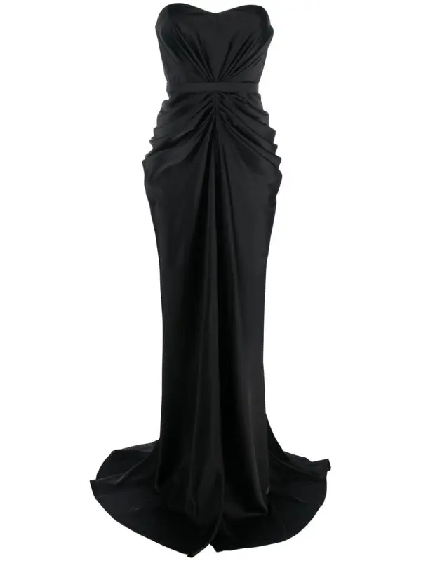 ANA RADU Ruched Strapless Gown - Black