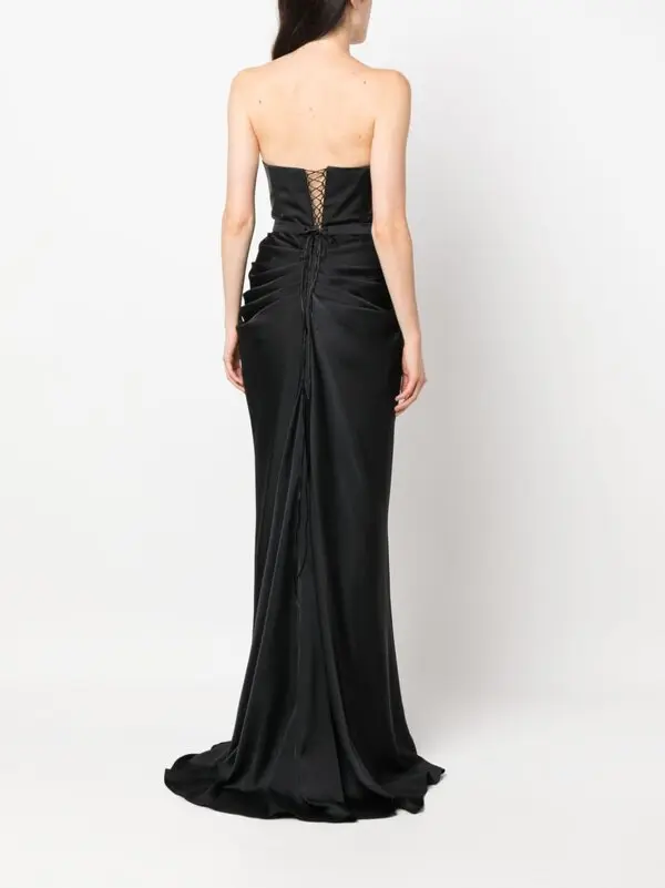 ANA RADU Ruched Strapless Gown - Black