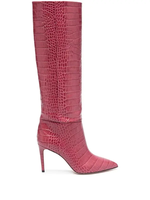 Paris Texas Coco 95mm Crocodile-effect Boots - Red