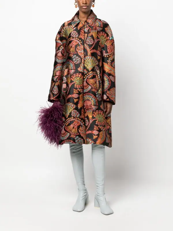 La DoubleJ Boxy Sicomore Jacquard Coat - Black