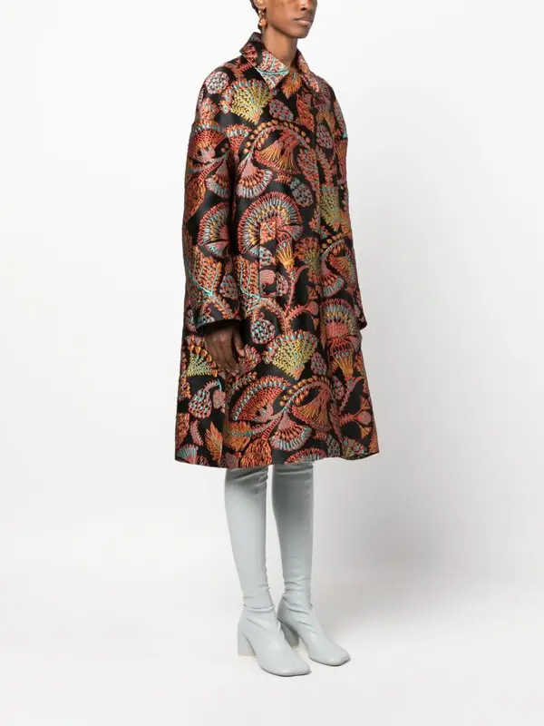La DoubleJ Boxy Sicomore Jacquard Coat - Black