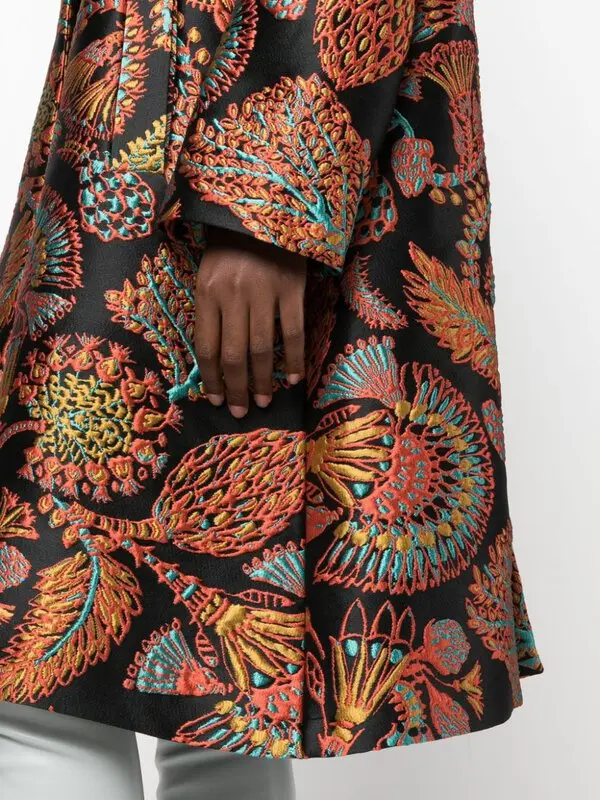 La DoubleJ Boxy Sicomore Jacquard Coat - Black