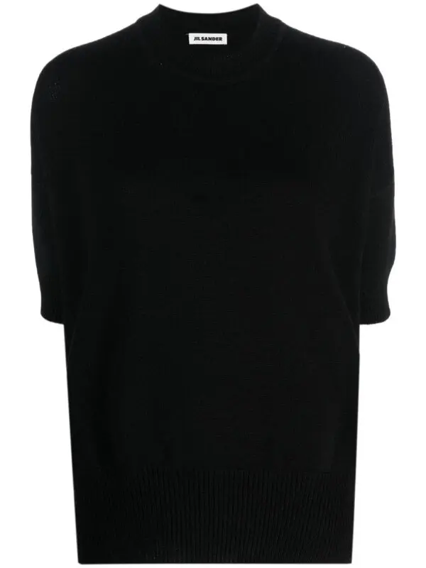 JIL SANDER Ribbed Cashmere Knitted Top - Black