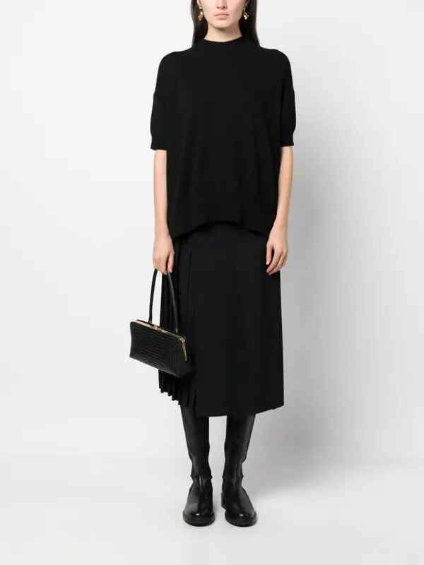 JIL SANDER Ribbed Cashmere Knitted Top - Black