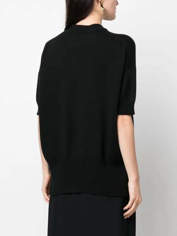 JIL SANDER Ribbed Cashmere Knitted Top - Black