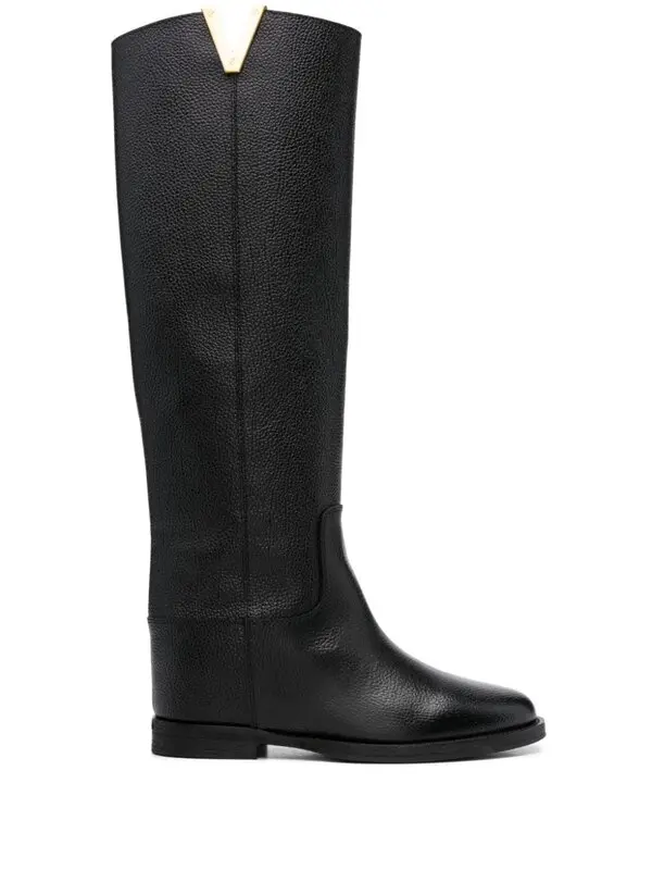 VIA ROMA 15 Logo-plaque Leather Knee-high Boots - Black