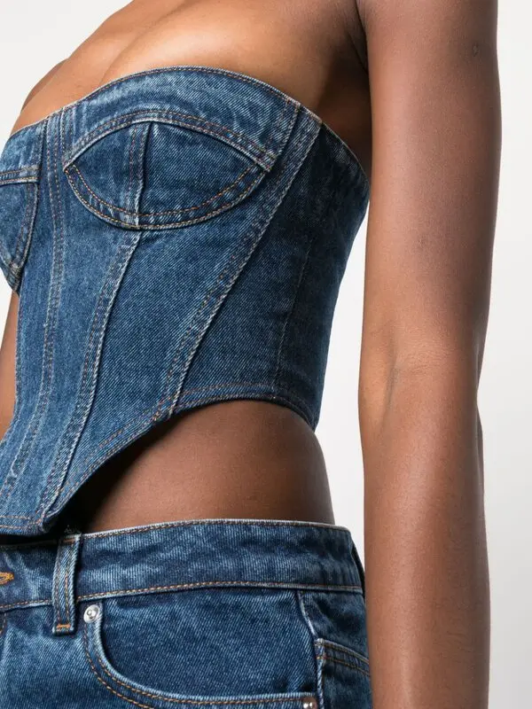 David Koma Denim Bustier Top