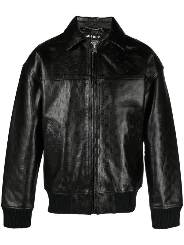 MISBHV Monogram-jacquard Leather Jacket