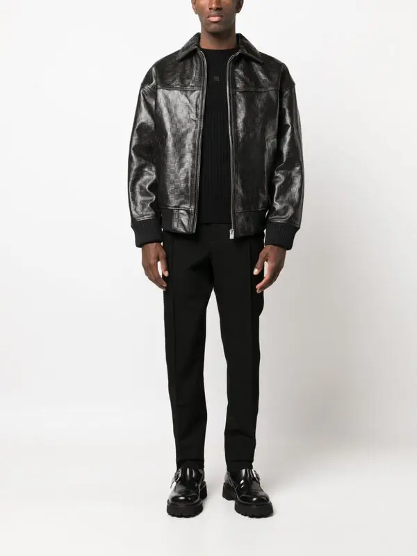 MISBHV Monogram-jacquard Leather Jacket