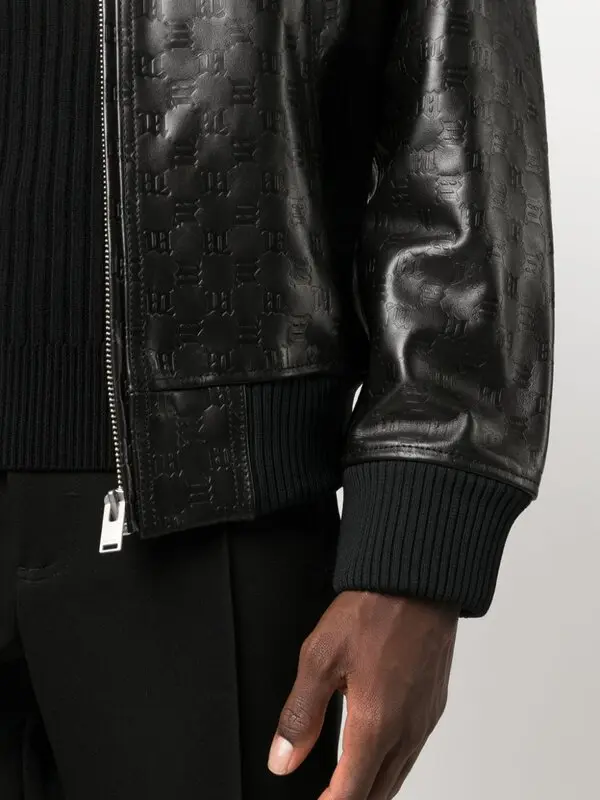 MISBHV Monogram-jacquard Leather Jacket