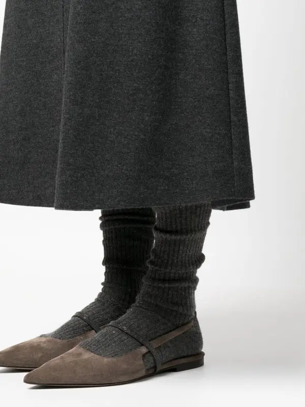 Brunello Cucinelli High-waisted Cashmere-blend Midi Skirt