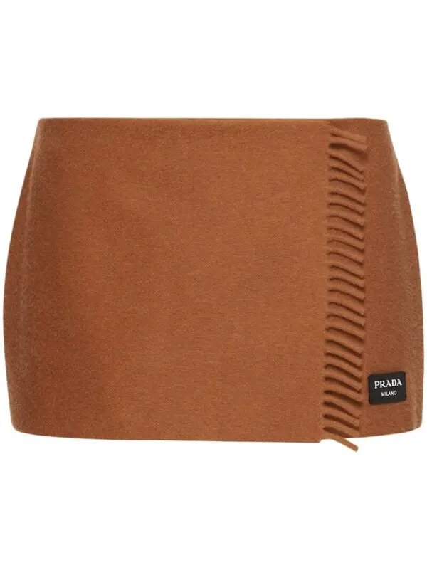 Prada Wraparound Cashmere Miniskirt - Orange