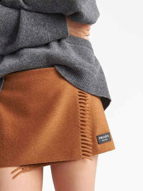 Prada Wraparound Cashmere Miniskirt - Orange