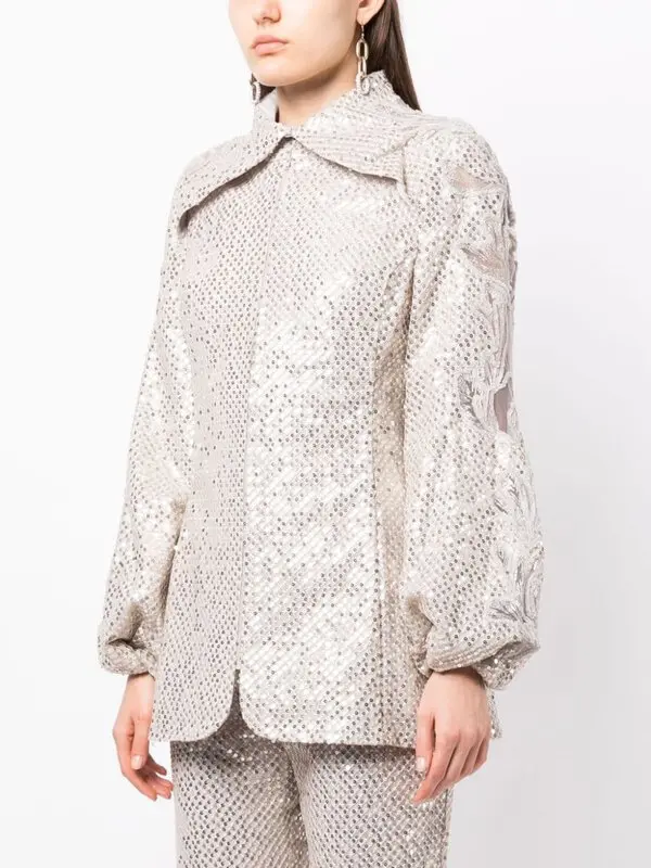 SAIID KOBEISY Sequin-embellished Jacket - Silver