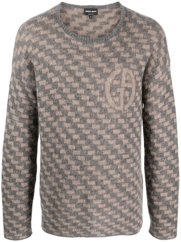 Giorgio Armani Geometric-pattern Intarsia-knit Jumper