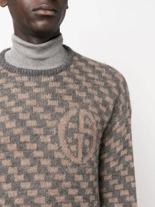 Giorgio Armani Geometric-pattern Intarsia-knit Jumper