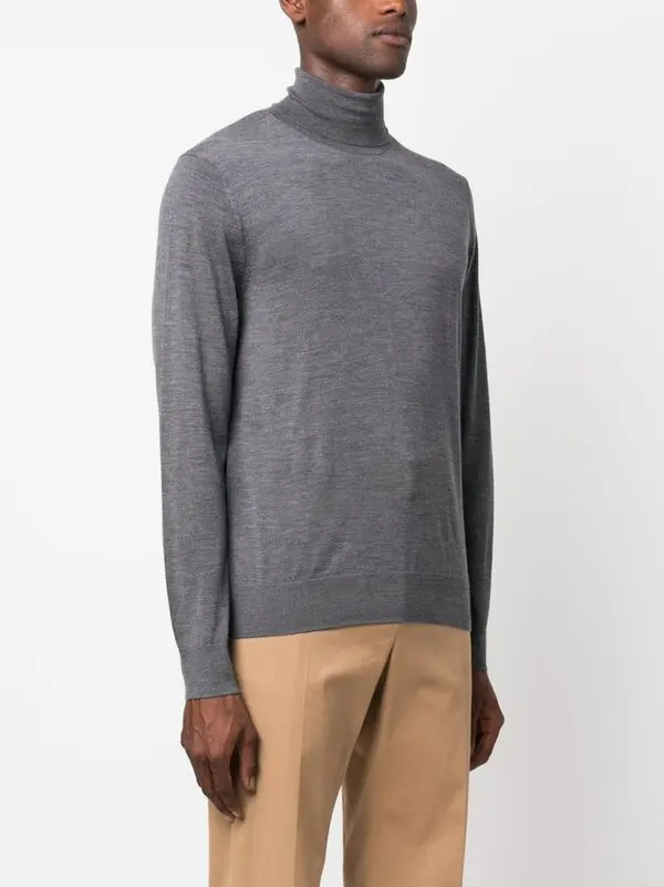 BALLANTYNE Roll-neck Fine-knit Jumper - Grey
