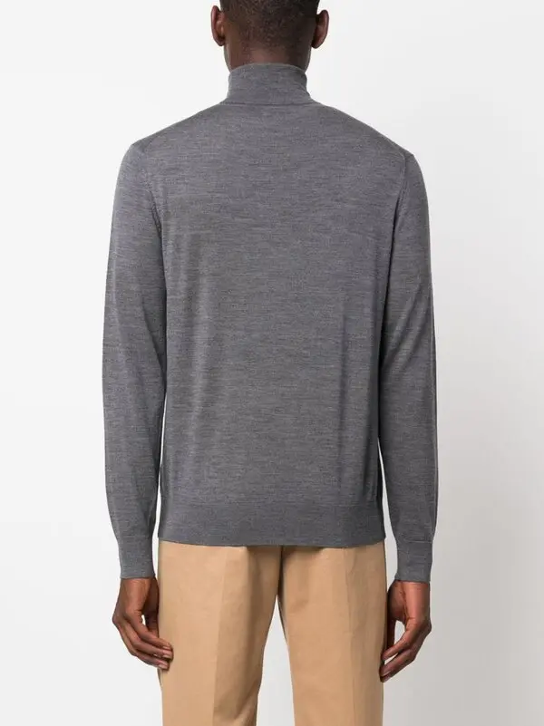 BALLANTYNE Roll-neck Fine-knit Jumper - Grey