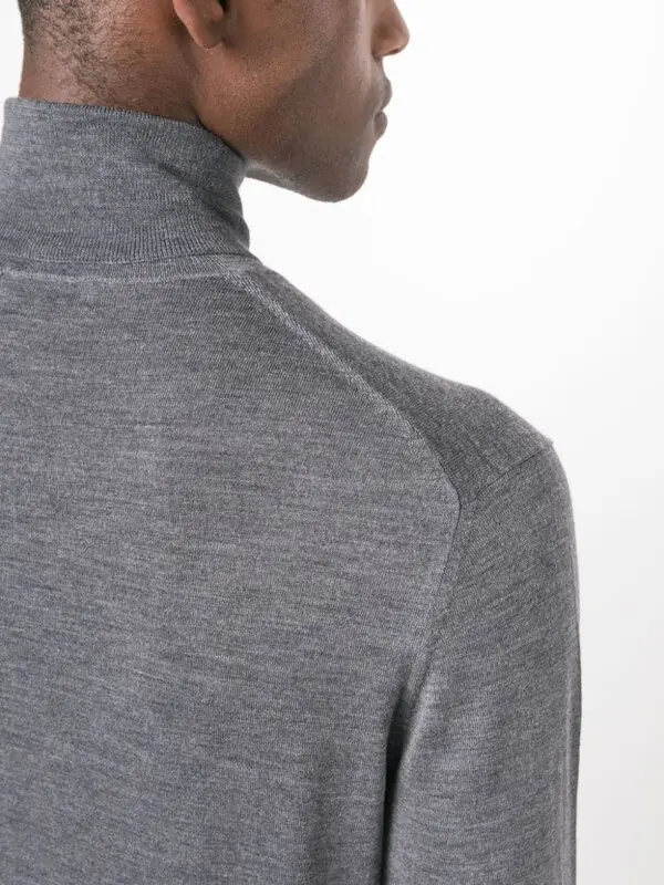 BALLANTYNE Roll-neck Fine-knit Jumper - Grey
