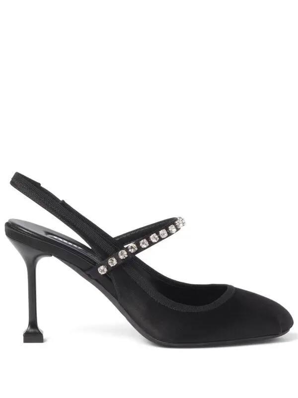 Miu Miu 85mm Crystal-embellished Satin Pumps