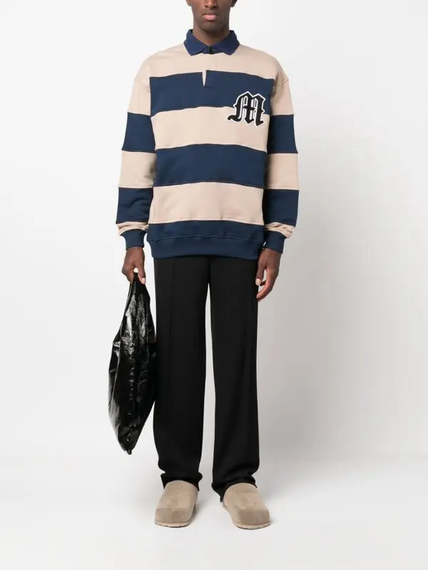 MSGM Logo-patch Striped Polo Sweatshirt