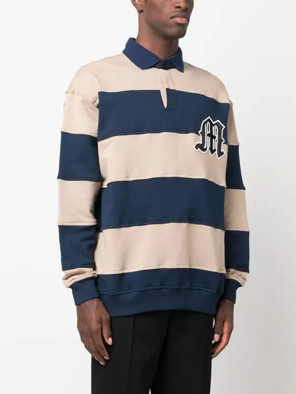 MSGM Logo-patch Striped Polo Sweatshirt