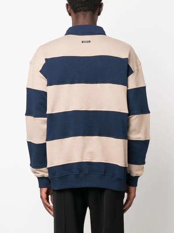 MSGM Logo-patch Striped Polo Sweatshirt