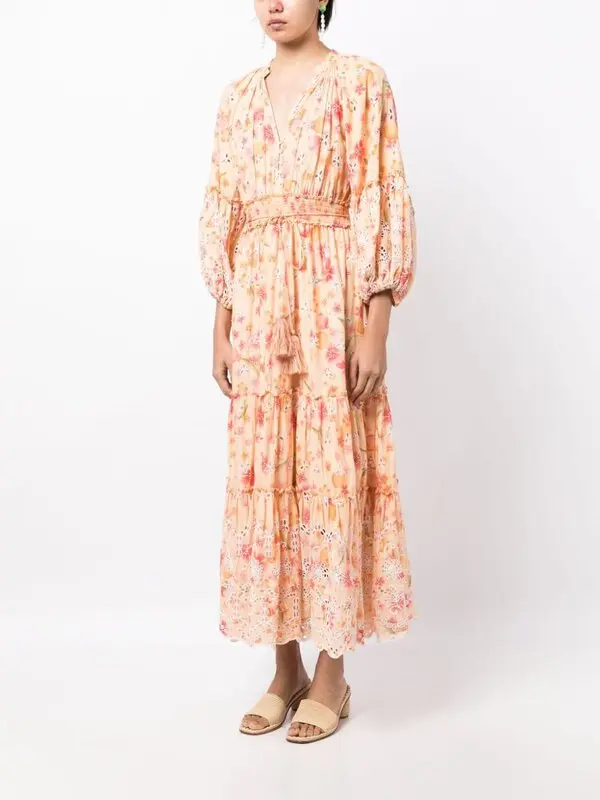 butter yellow ruffle dress Aurelie Lace Trim Linen Mini Dress
