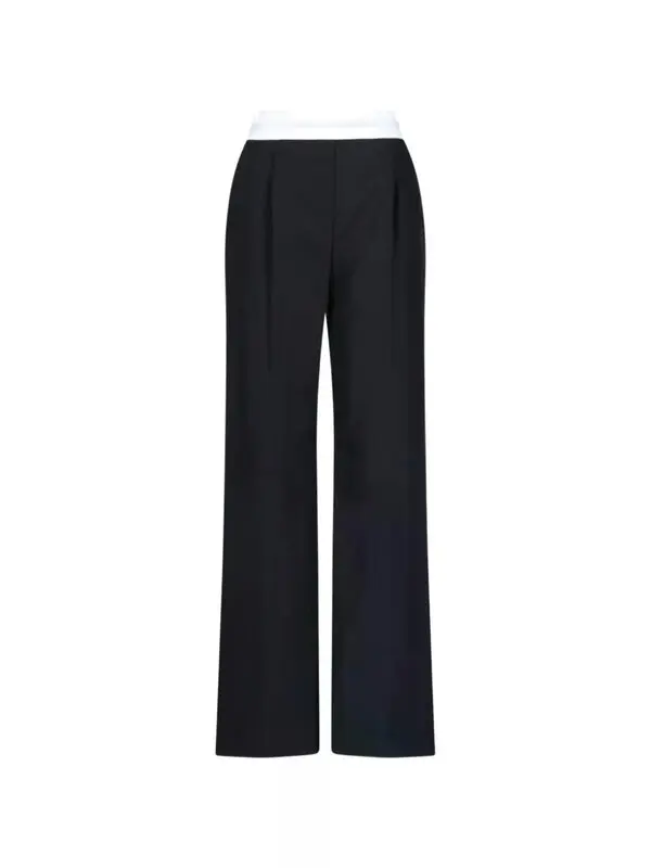 Alexander Wang Logo-waistband Straight-leg Trousers - Black