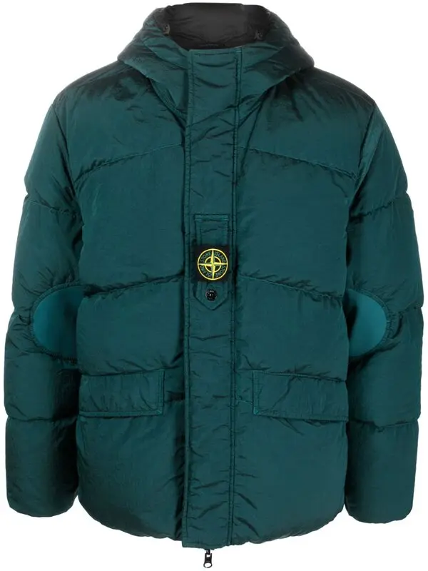 Stone Island Compass-motif Puffer Jacket - Green
