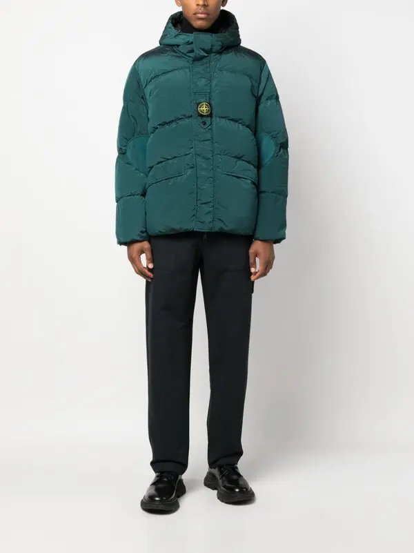 Stone Island Compass-motif Puffer Jacket - Green