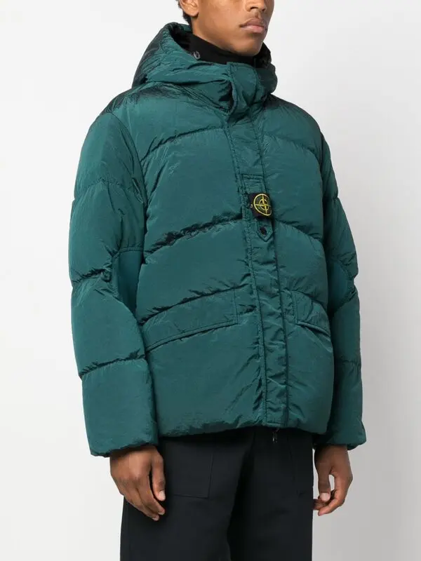 Stone Island Compass-motif Puffer Jacket - Green