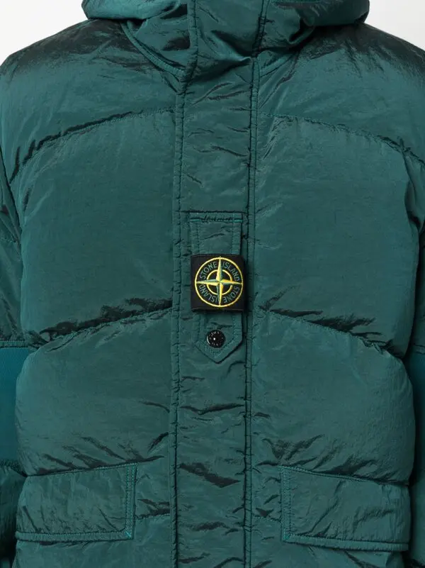 Stone Island Compass-motif Puffer Jacket - Green