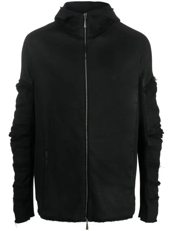 Masnada Draped Cotton Zip-up Hoodie