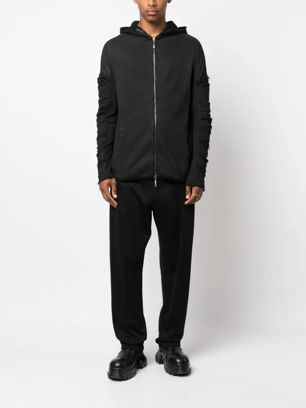 Masnada Draped Cotton Zip-up Hoodie