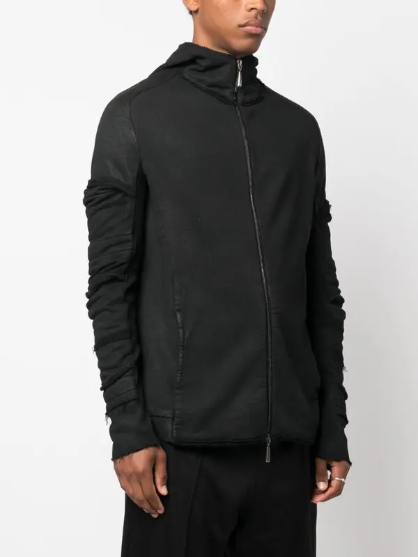 Masnada Draped Cotton Zip-up Hoodie