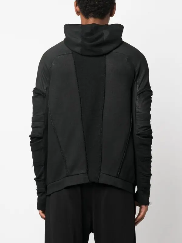 Masnada Draped Cotton Zip-up Hoodie