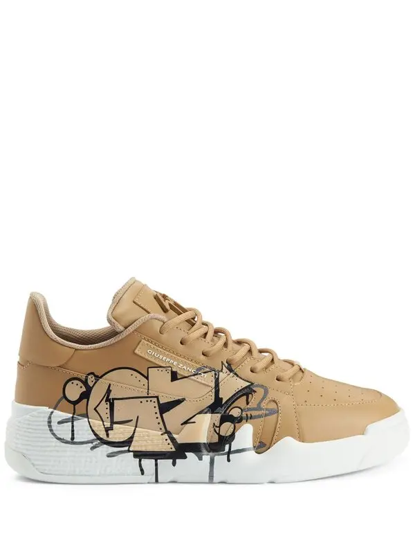GIUSEPPE ZANOTTI Talon Graffiti-print Low-top Sneakers - Neutrals