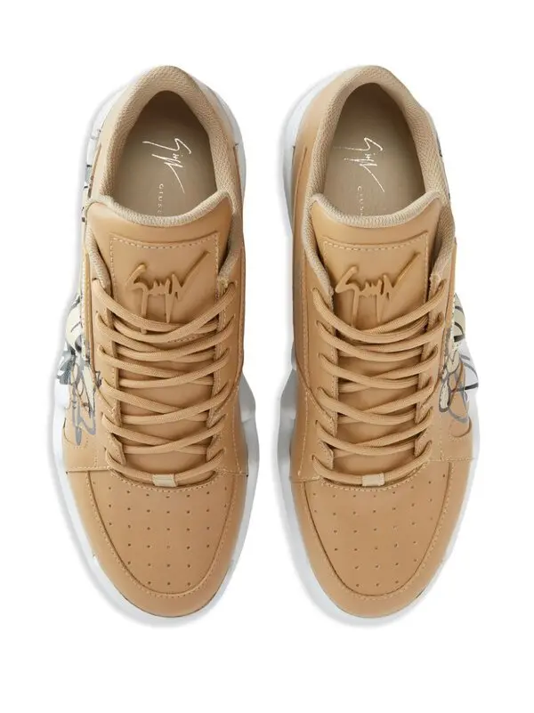GIUSEPPE ZANOTTI Talon Graffiti-print Low-top Sneakers - Neutrals