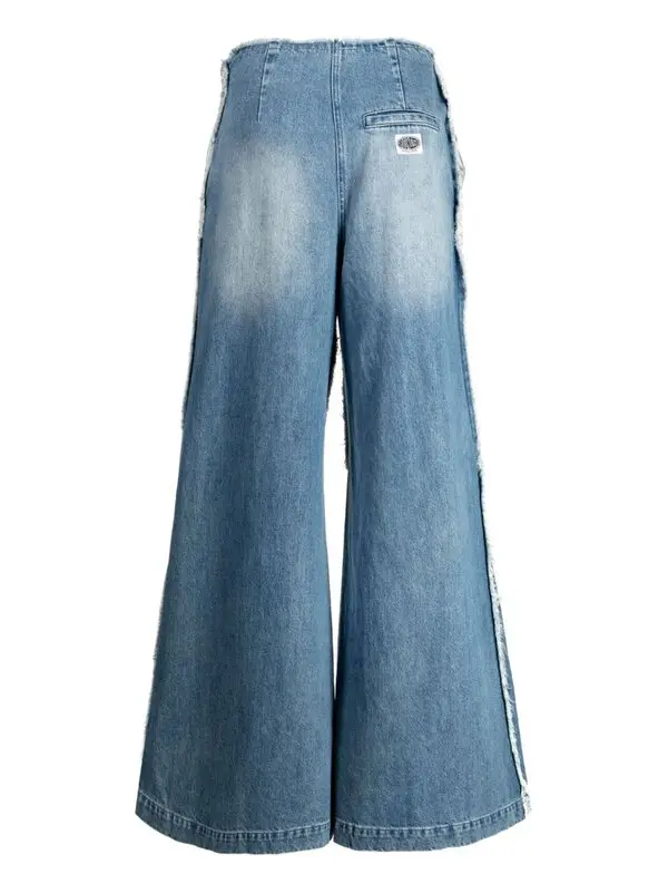 GROUND ZERO Stonewashed Raw-cut Flared Jeans