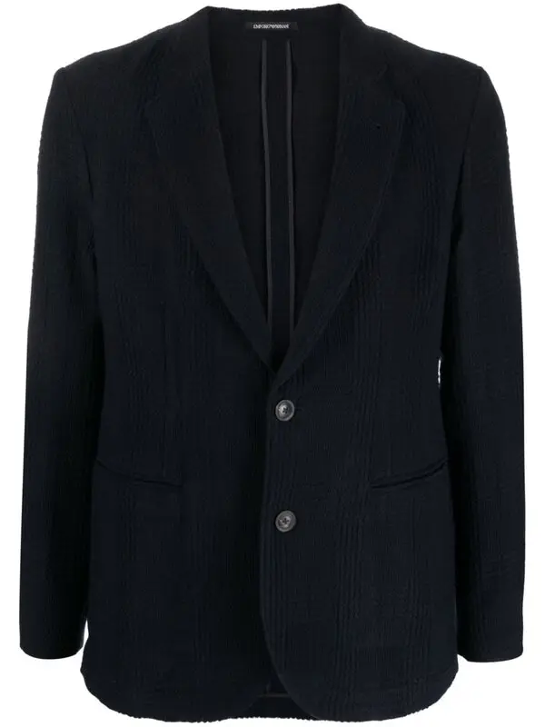 Emporio Armani Plaid-check Texture Single-breasted Blazer - Blue