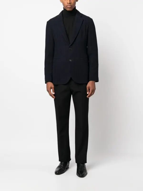 Emporio Armani Plaid-check Texture Single-breasted Blazer - Blue