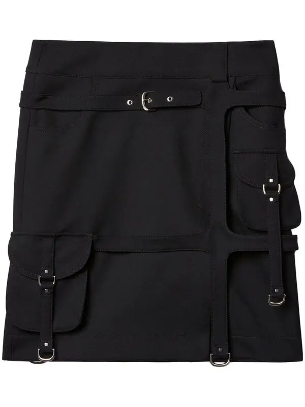 Off-White Virgin Wool Blend Cargo Skirt - Black