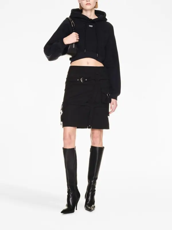 Off-White Virgin Wool Blend Cargo Skirt - Black