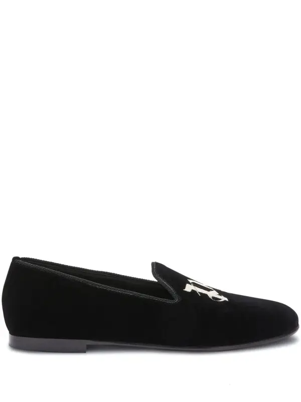 Palm Angels Monogram-embroidered Suede Loafers