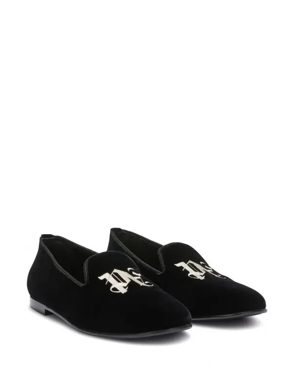 Palm Angels Monogram-embroidered Suede Loafers
