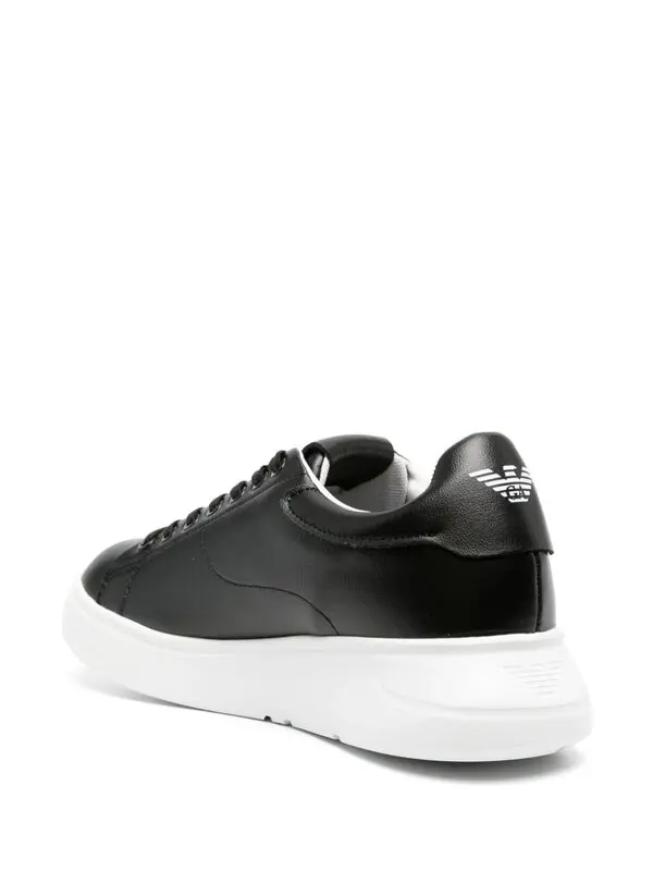 Emporio Armani Calligraphy-print Leather Sneakers