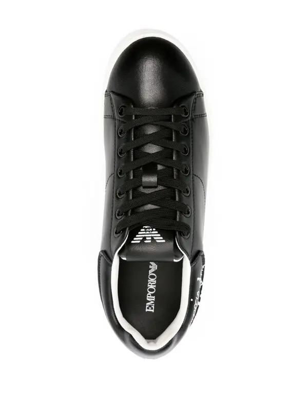 Emporio Armani Calligraphy-print Leather Sneakers